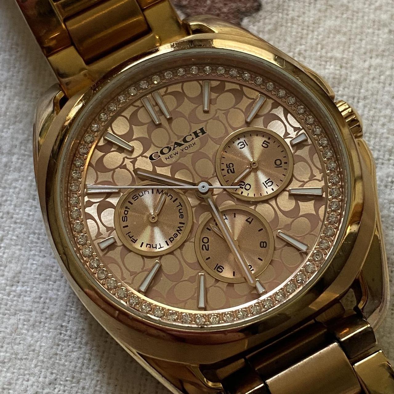 coach gold stainless steel adjustable watch few... - Depop