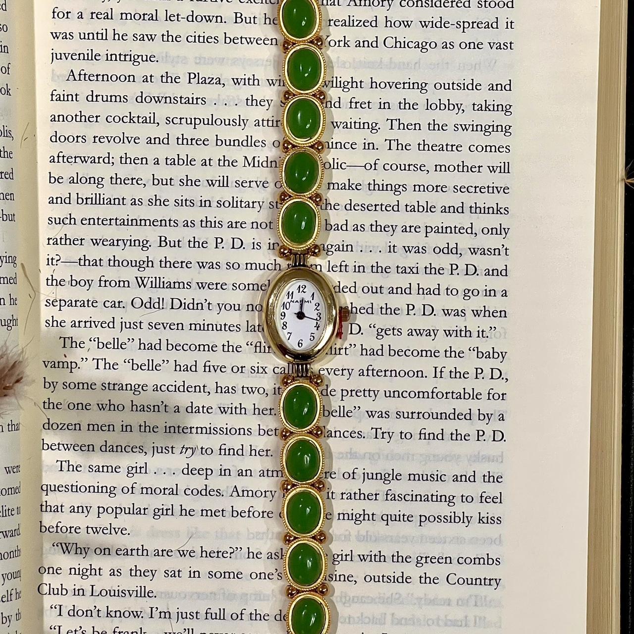 #11 Gold Oval Jade Gemstone Vintage Watch - Unique... - Depop