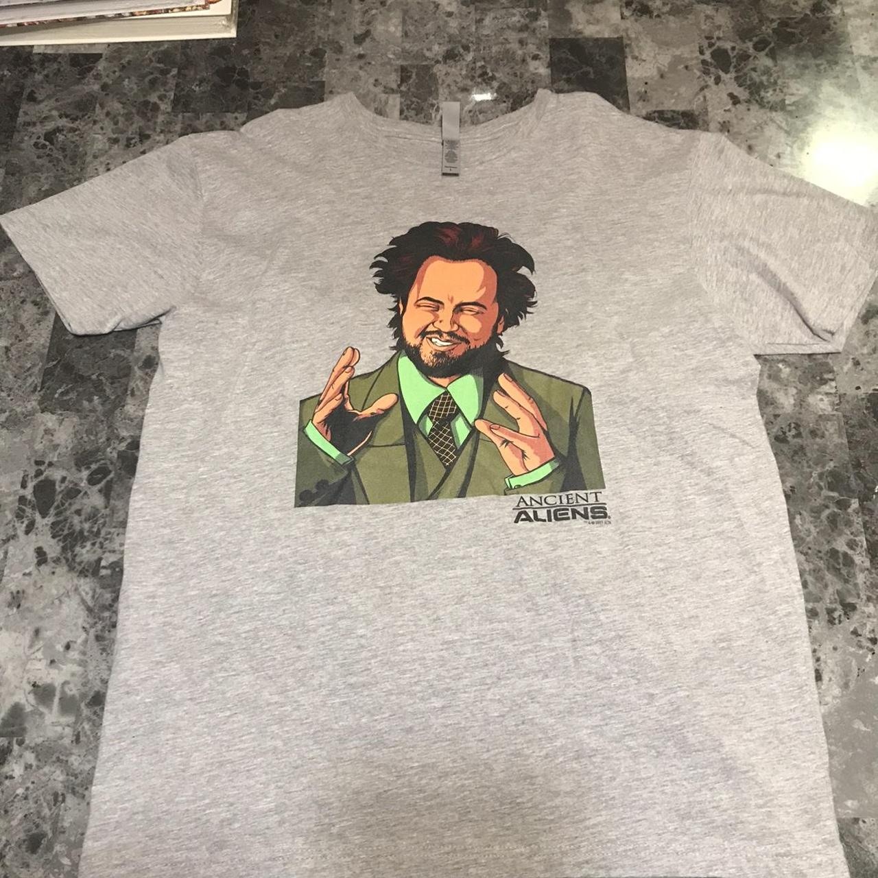 Essential Grey Ancient Aliens T-shirt I size: Large... - Depop