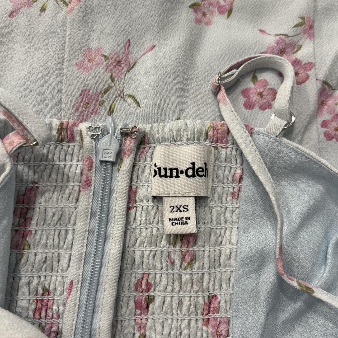 Gorg Aritzia sun-deh midi dress (light blue and pink... - Depop