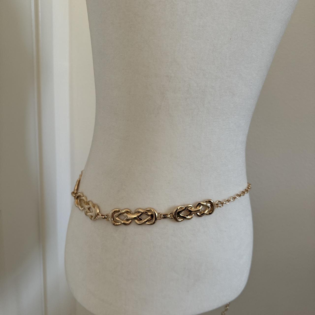 Gold metal chain belt with knot 🪢 - gold color -... | Depop