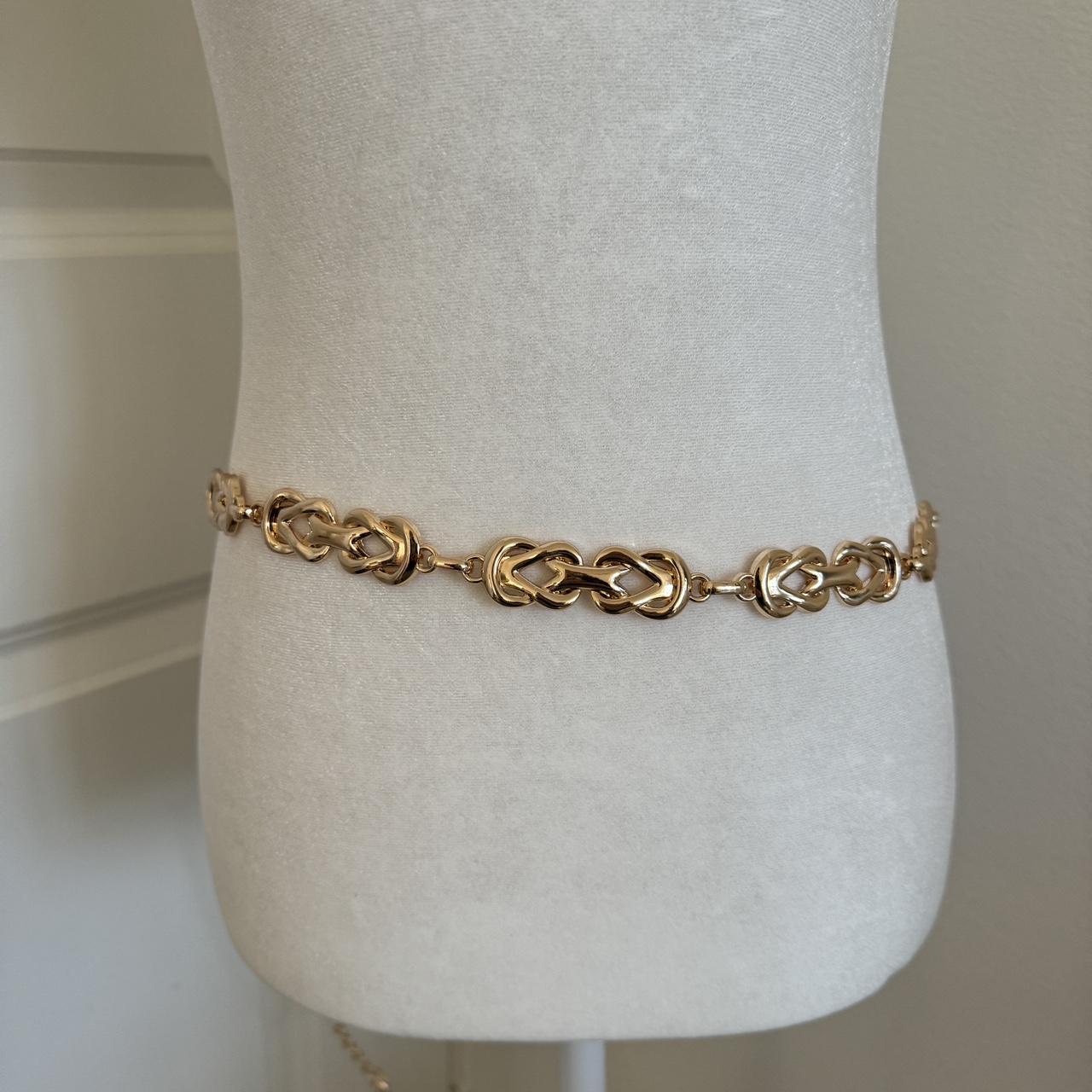 Gold metal chain belt with knot 🪢 - gold color -... | Depop