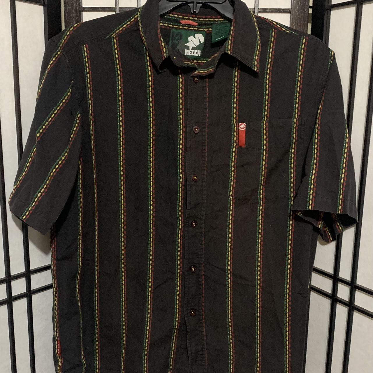 90s Mecca Rasta Button-up Retro Shirt - Depop