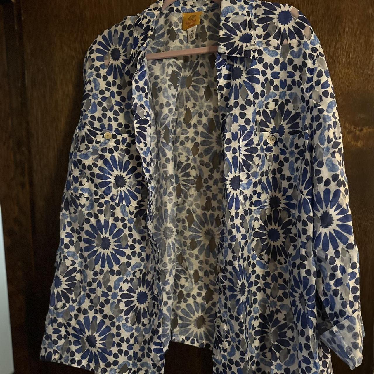 Ruby Rd. blue and blouse / button up top ~Size... - Depop