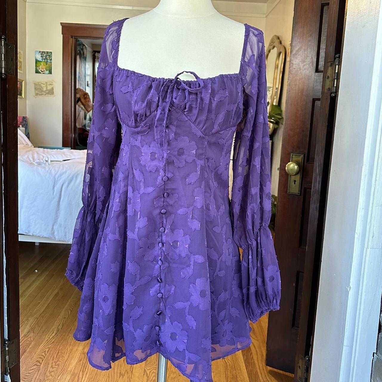Fun flouncy and fabulous purple mini dress Floral... - Depop