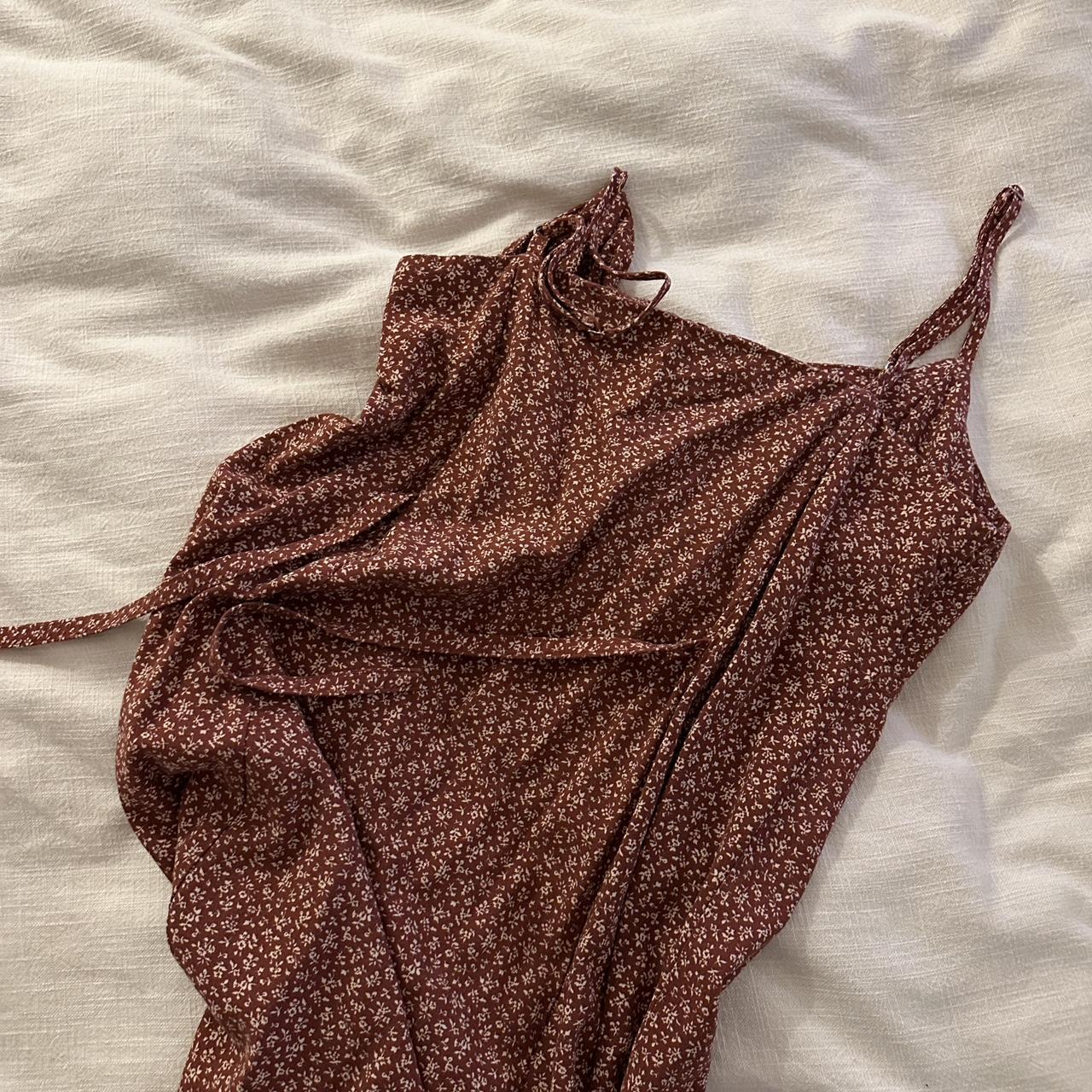 John Galt (pacsun) red floral midi strapping dress.... - Depop