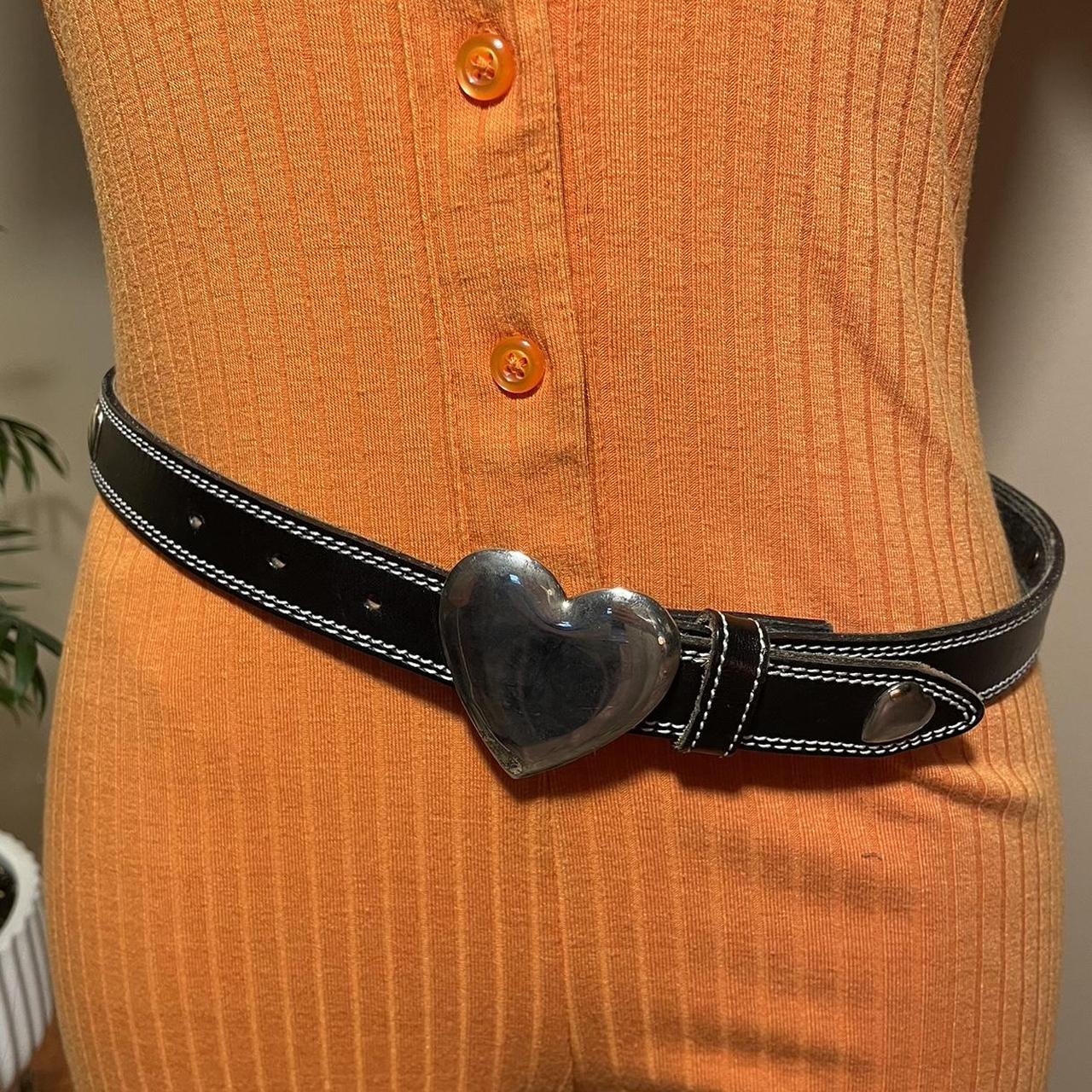 Black leather heart belt 🖤 • size: small ... - Depop