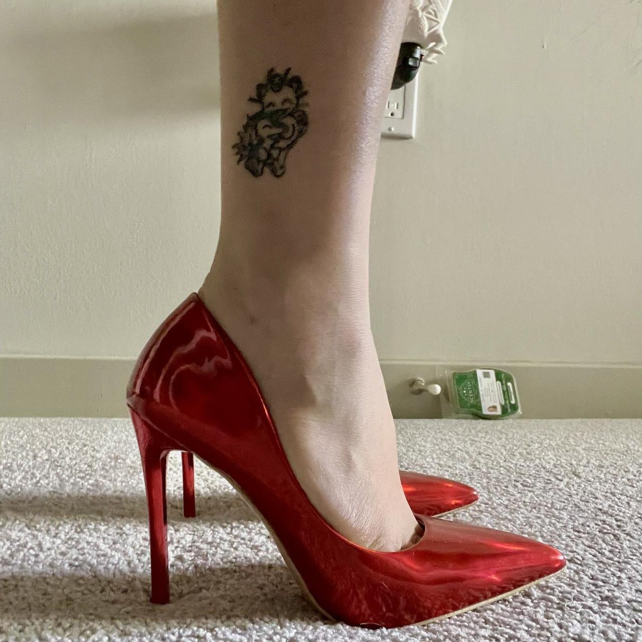Glossy Red high heel stiletto pumps - Depop