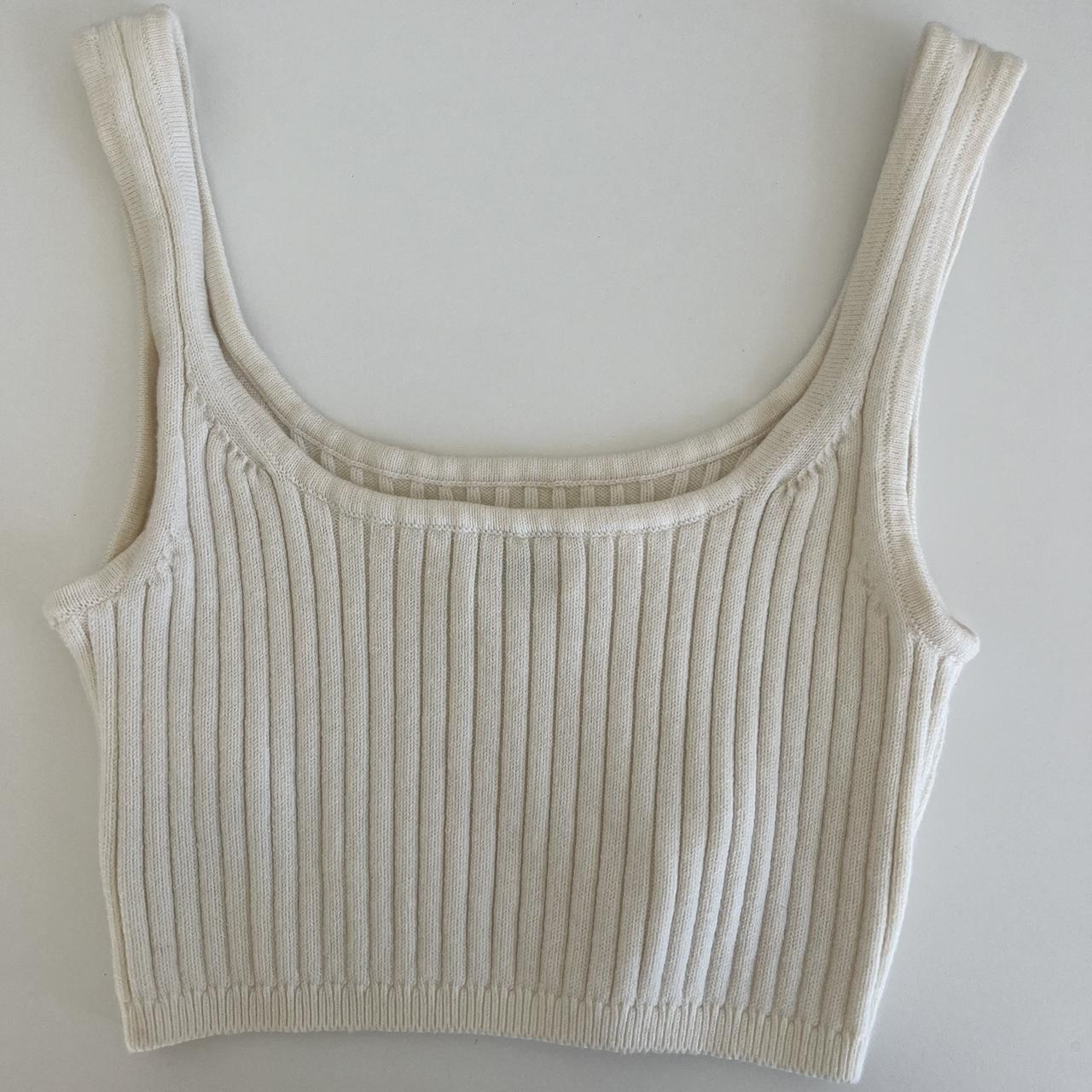 Wilfred knit cream crop tank size S - Depop