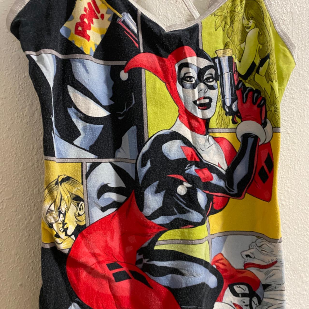Harley Quinn y2k racer back top Size L fits M/L... - Depop