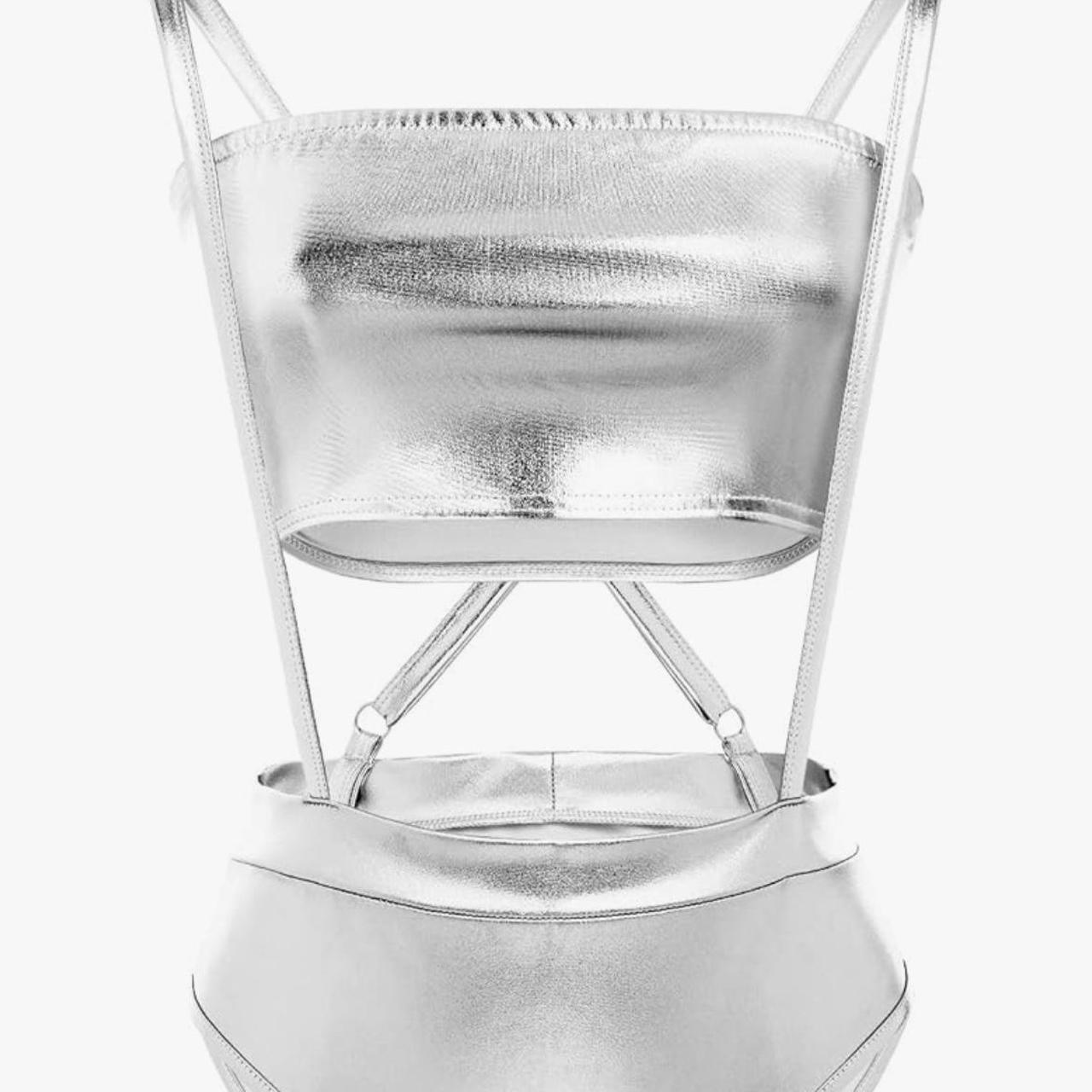 Holographic, shiny rave outfit. Two pieces. Size... - Depop