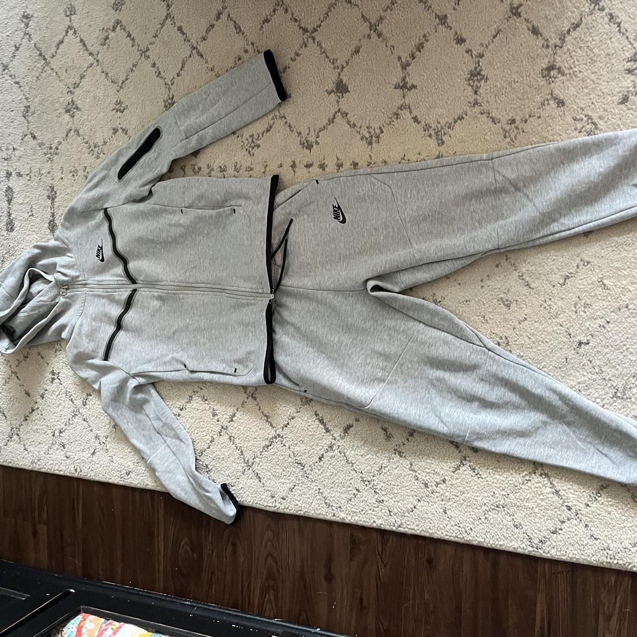 Kids Size L Nike tech fleece grey and black tracksuit - Depop