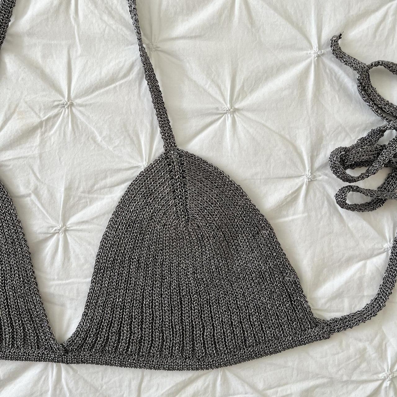 NASTY GAL 🩶 Metallic Silver bralet Halter neck, tie... - Depop