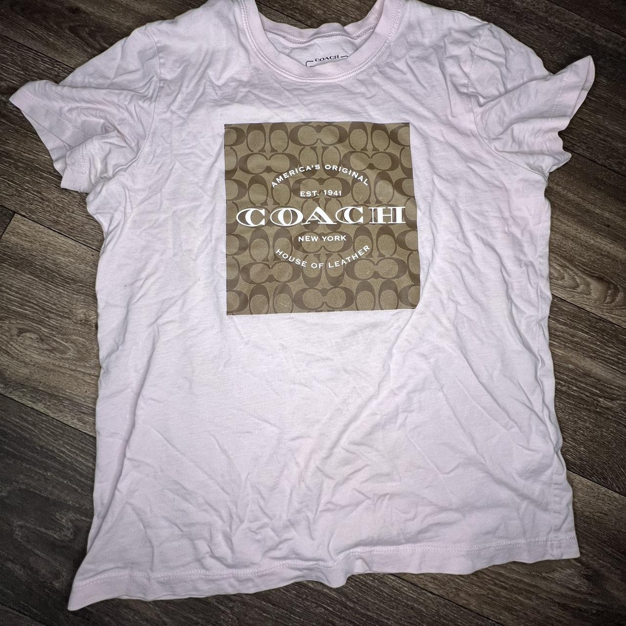 pink coach shirt size small negotiable - Depop