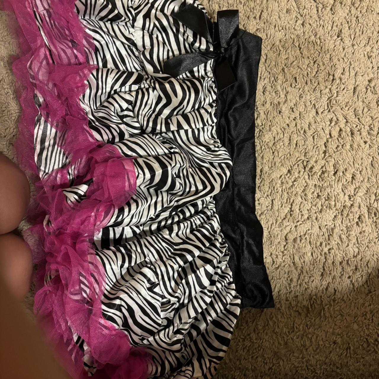 SCENE ZEBRA PRINT PINK FRILL TUTU FITS S-M scene... - Depop