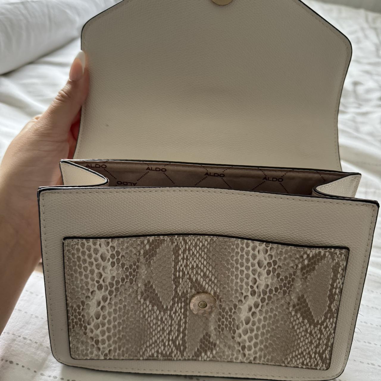 Aldo cream snake print shoulder purse Double chain... | Depop