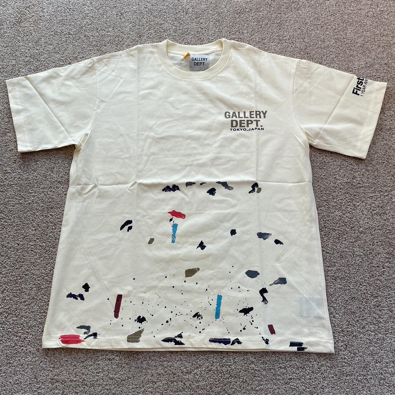 Cream paint splatter gallery dept tshirt - mens... - Depop