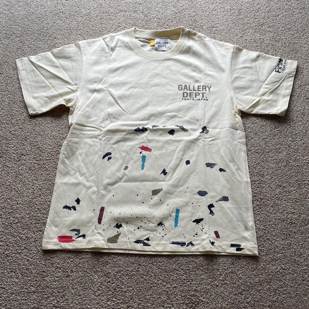 Cream paint splatter gallery dept tshirt - mens... - Depop