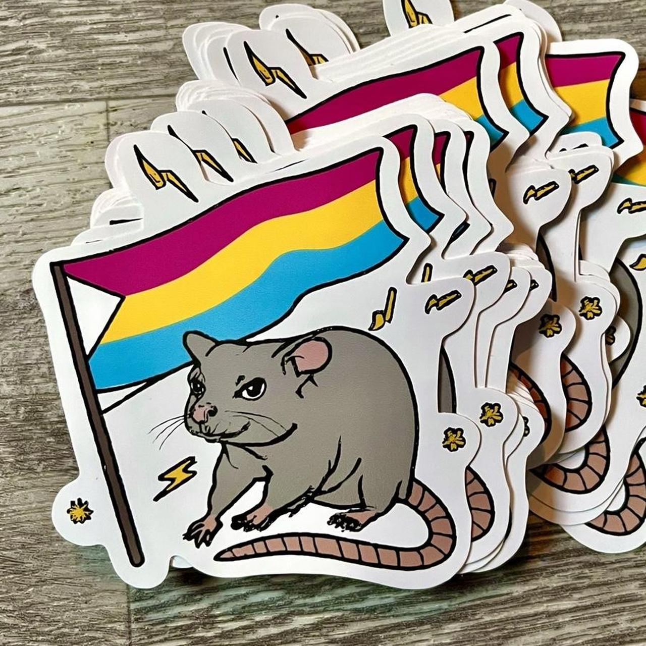 Pansexual pride rat sticker! Featuring a rat next... - Depop