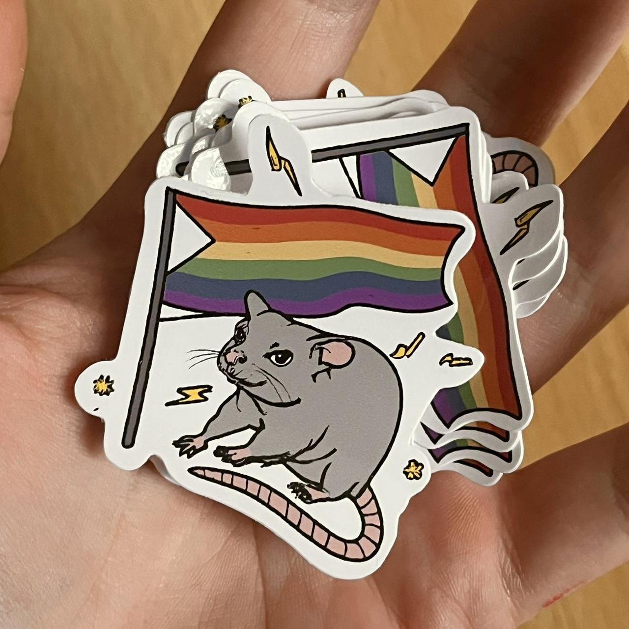 Set of 5 mini rainbow pride rat stickers! Featuring... - Depop