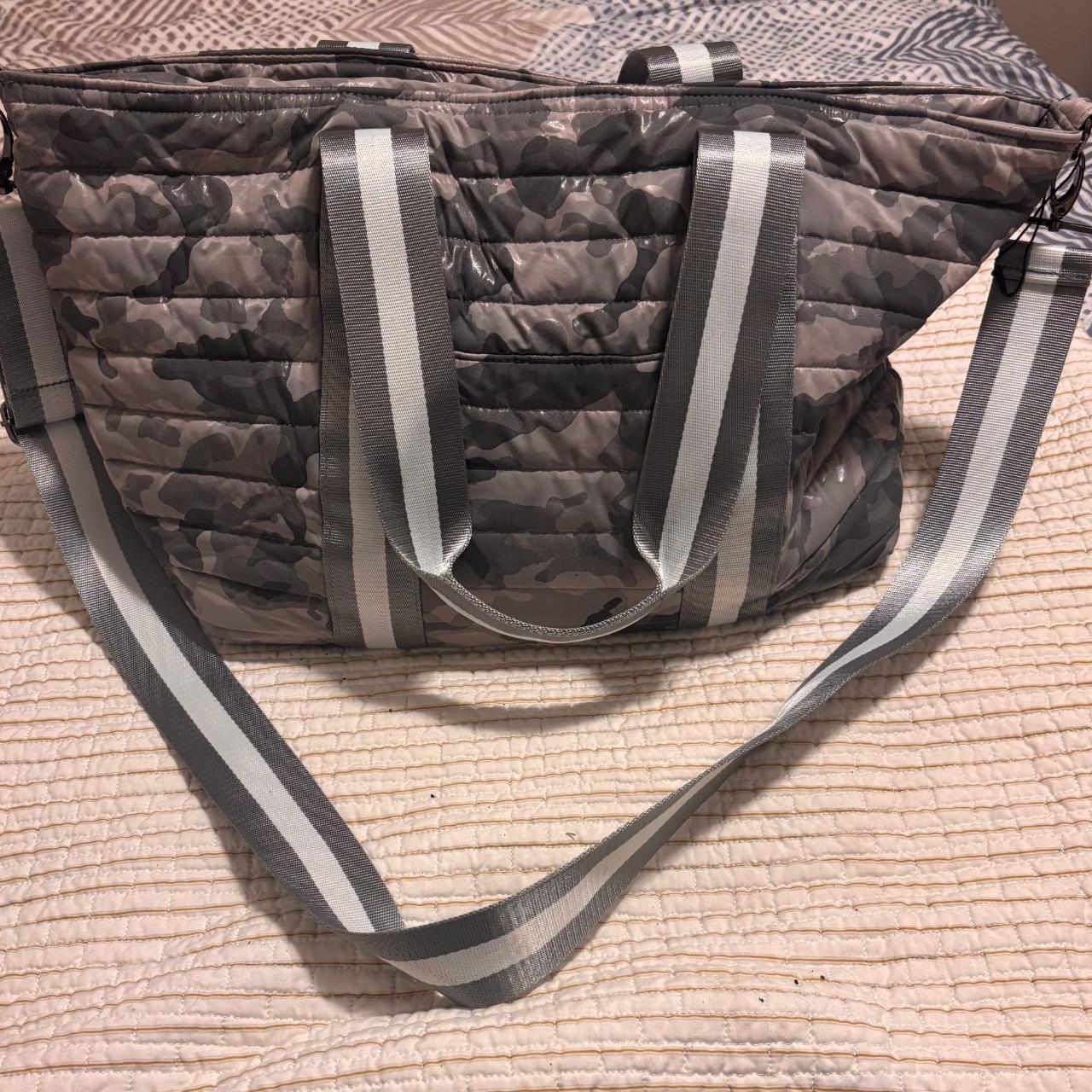 This Think Royln Large Nylon Tote in Shiny Silver... - Depop