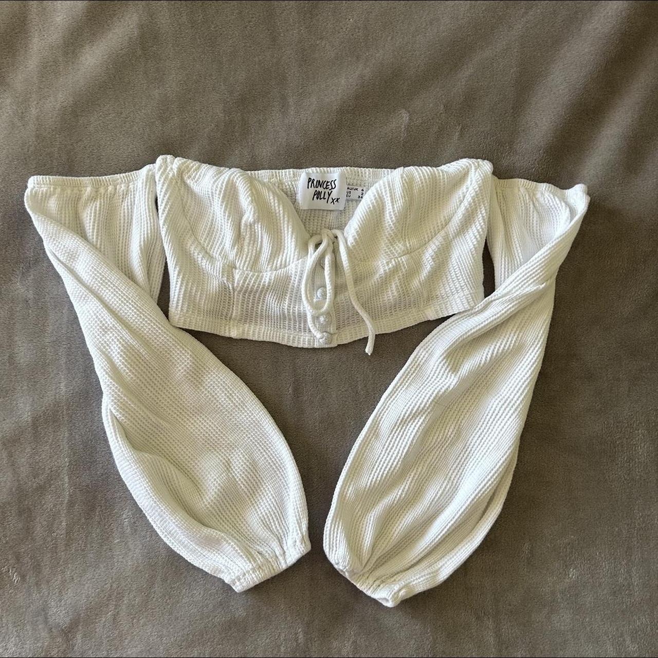 Creamy white Princess Polly waffle texture top. Off... - Depop