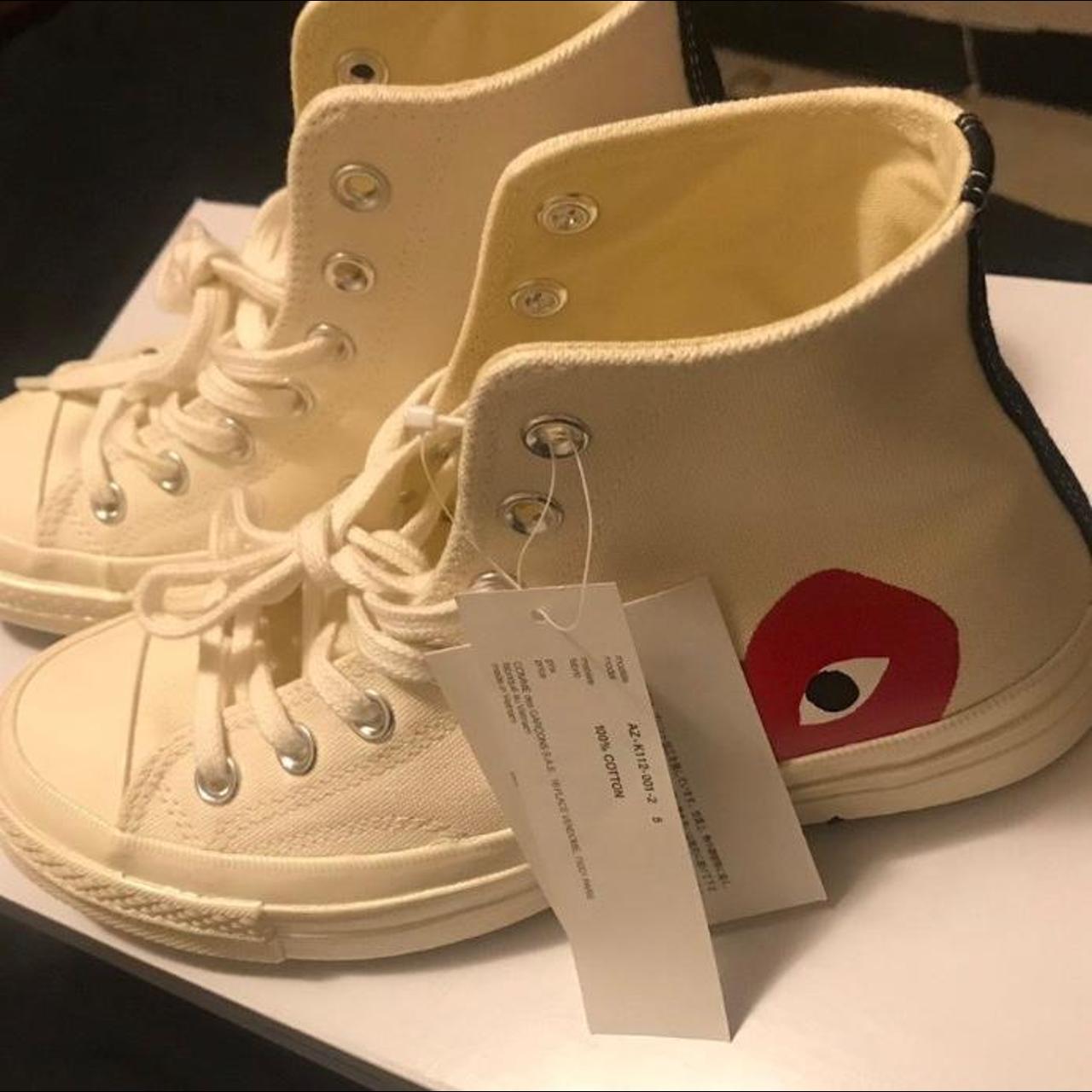 Cdg converse hightop white Comes with box Price... - Depop