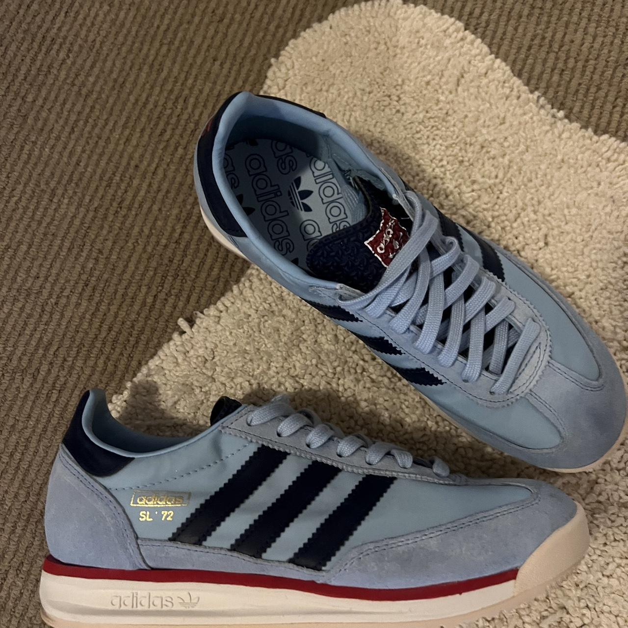 Blue Adidas SL72 trainers. Fits men’s 8, ladies... | Depop