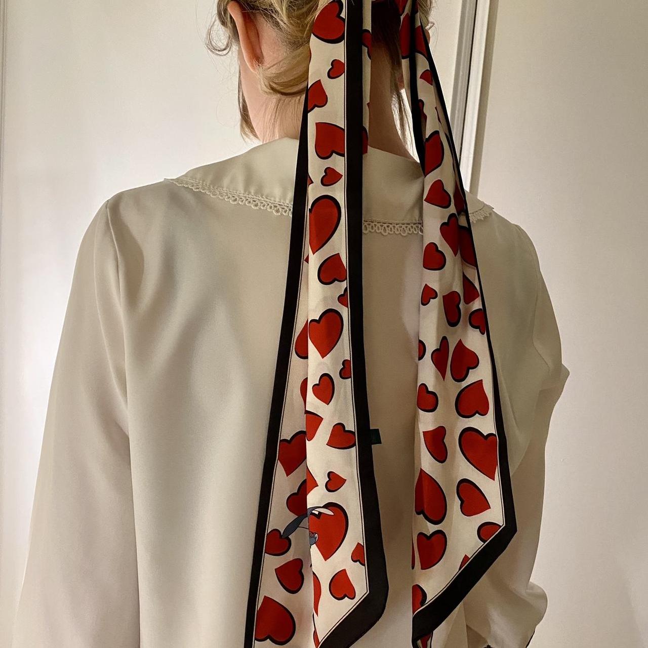 Cream and red scarf with adorable dumbo elephant... - Depop