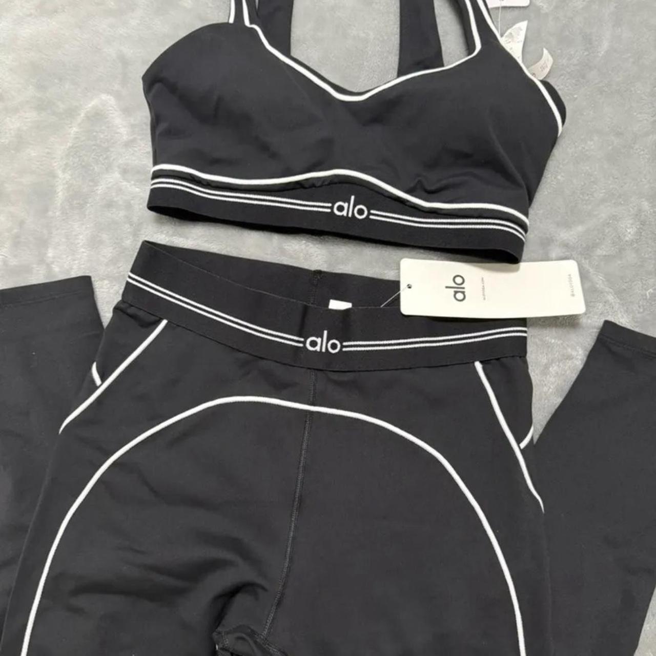 Black and white Alo sportswear set #activewear | Depop
