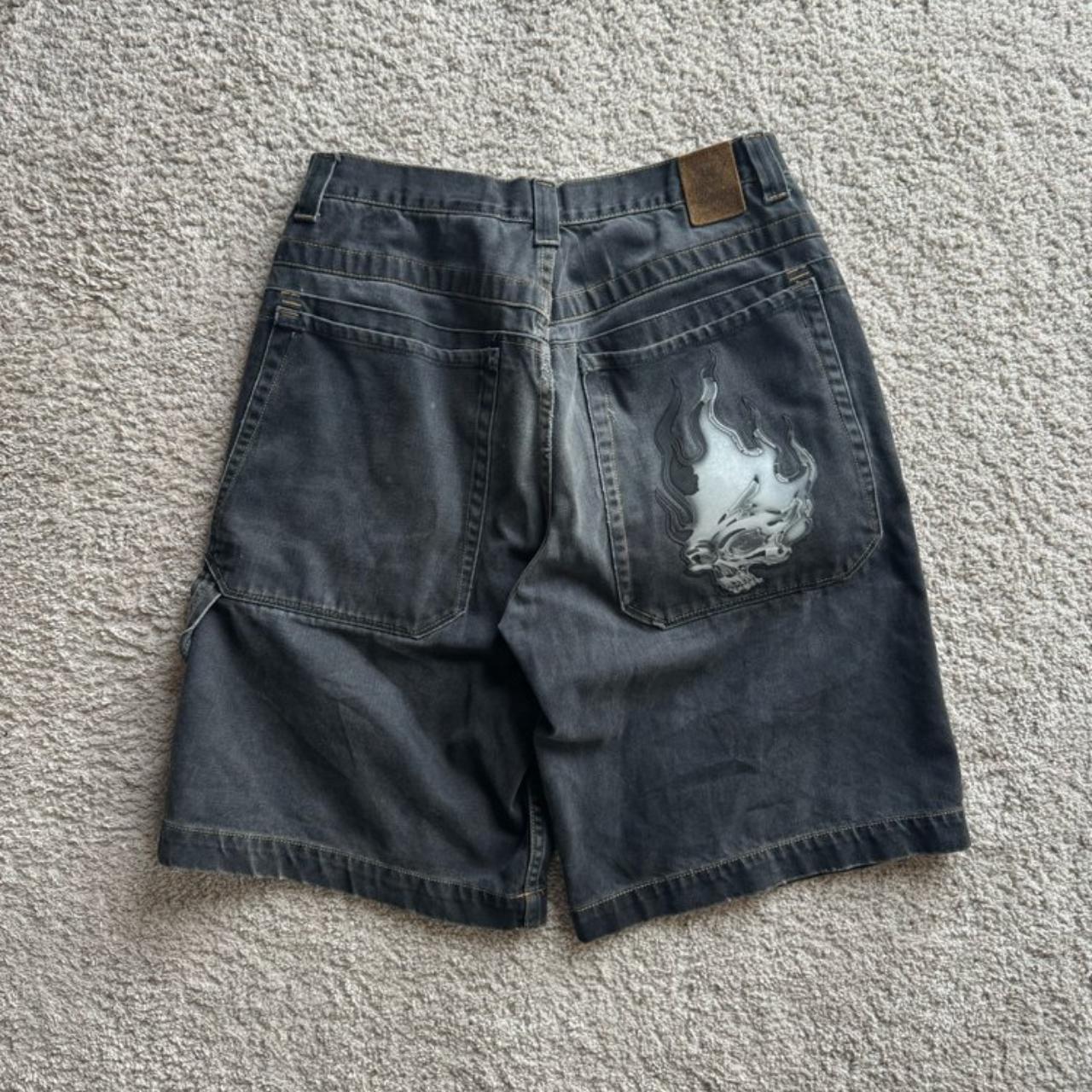 Vintage Y2K JNCO Jeans Baggy Tribal Jorts Skull Size... - Depop