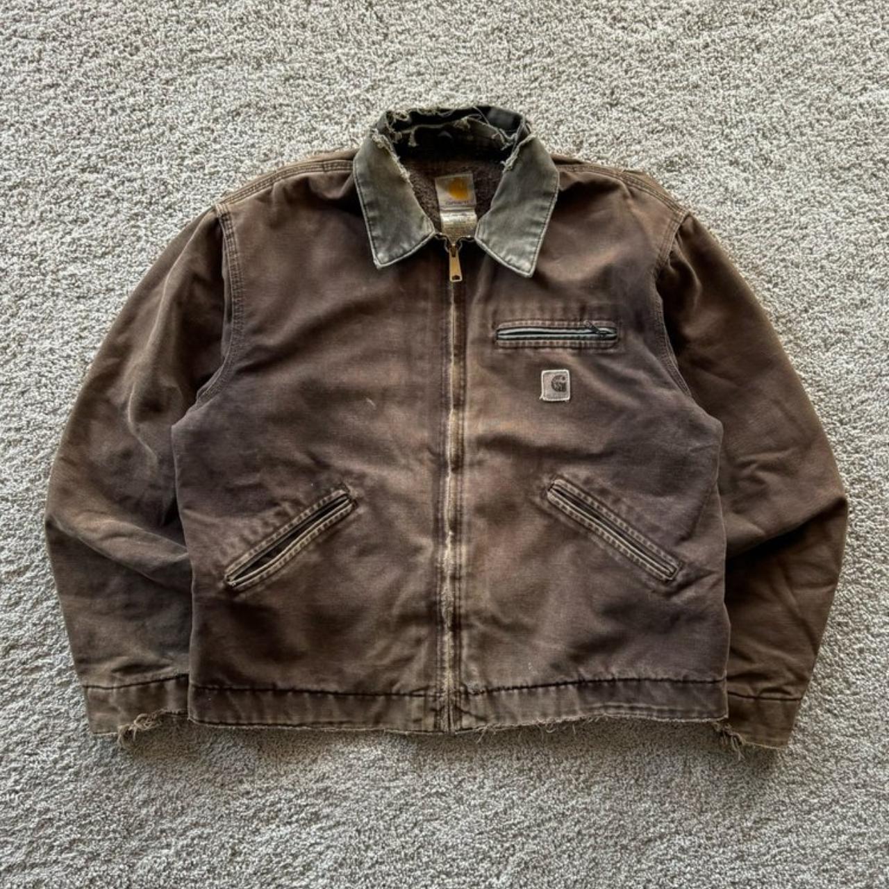 Vintage Faded Carhartt Detroit J97 CHT Jacket Mocha... | Depop