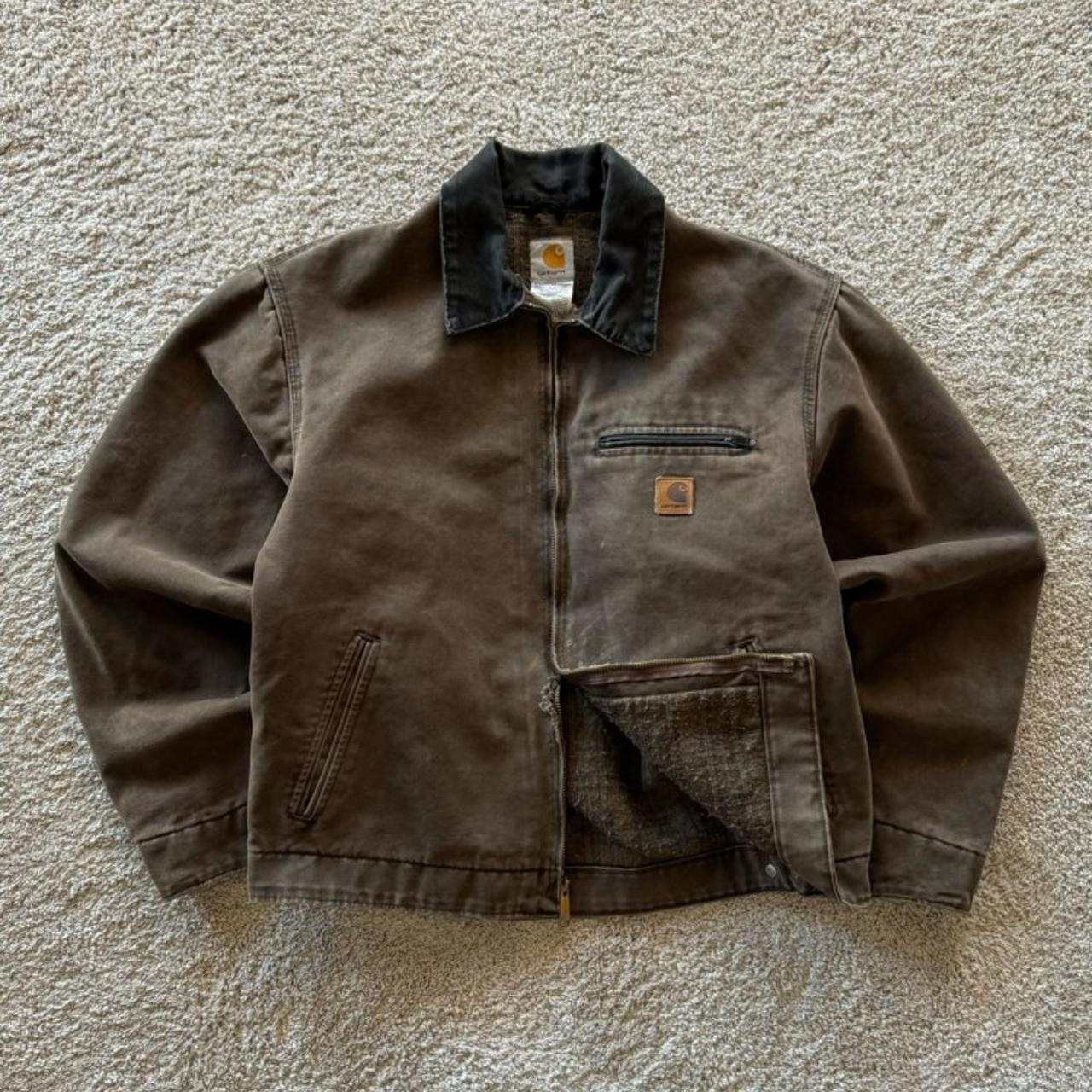 Vintage Carhartt Detroit Jacket J97 CHT Mocha Brown... | Depop