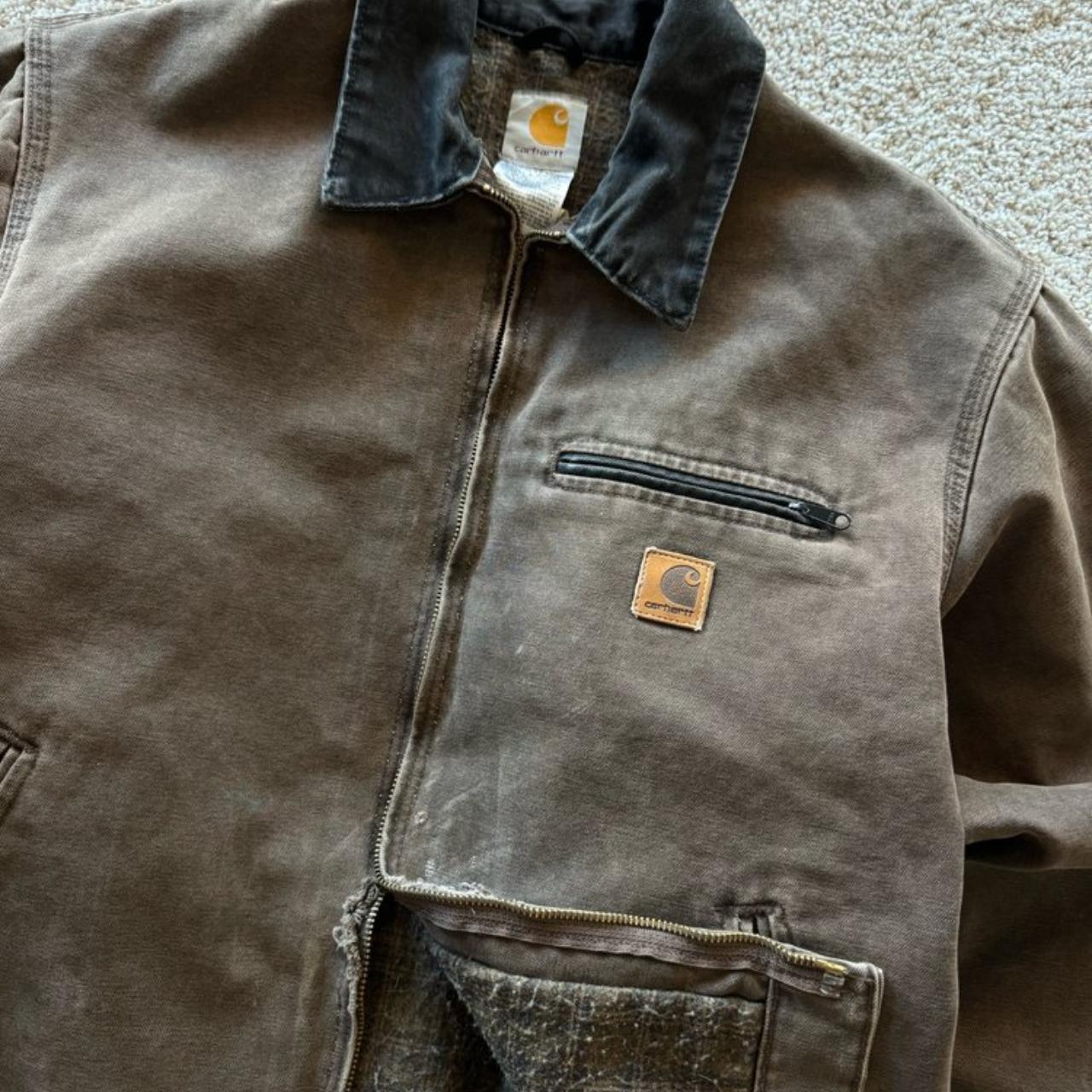 Vintage Carhartt Detroit Jacket J97 CHT Mocha Brown... | Depop