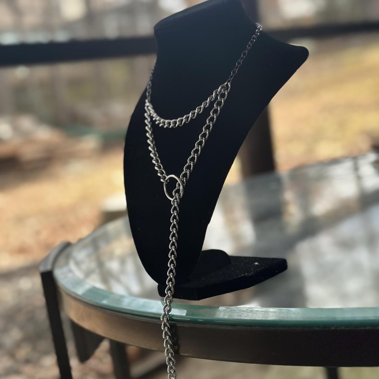 handmade black and silver chain necklace #grunge... - Depop