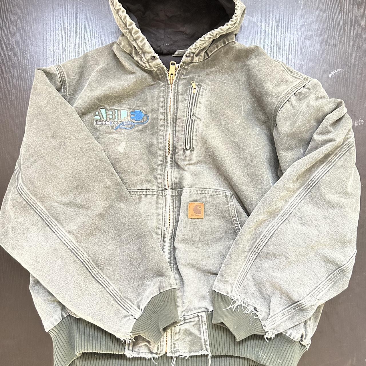 faded green carhartt jacket amazing fade fits... - Depop