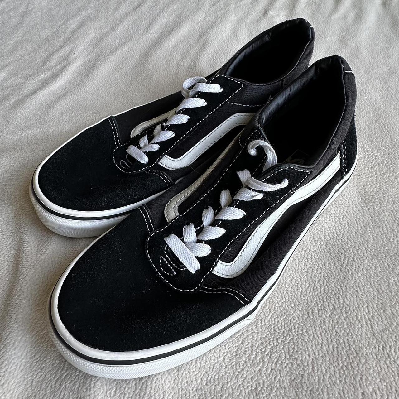 vans old skool black skateboard shoes light surface... - Depop