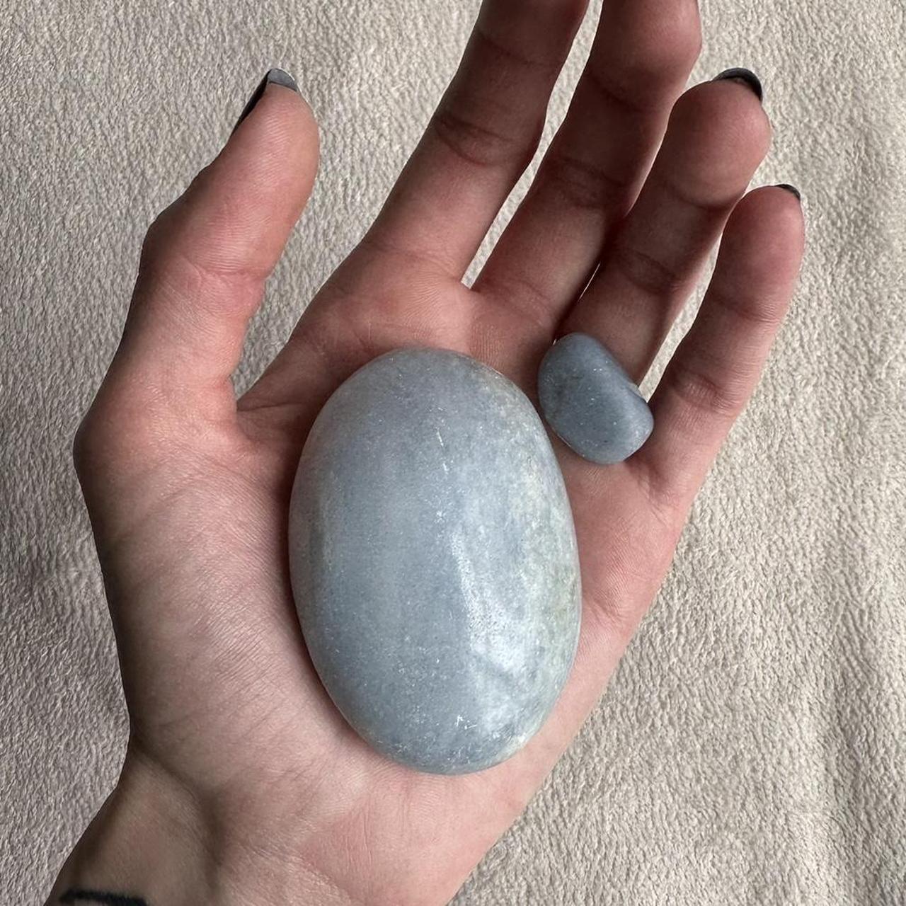 Blue calcite palm stone + angelite Message to... - Depop