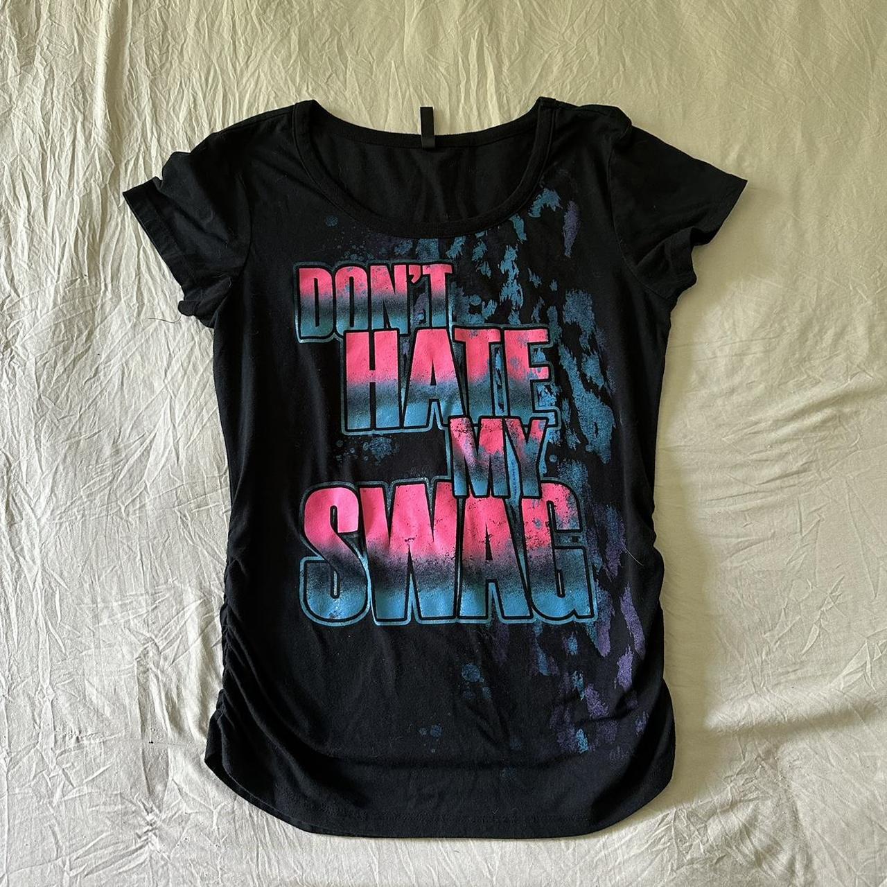 super cute y2k “don’t hate my swag” tshirt - girls... - Depop