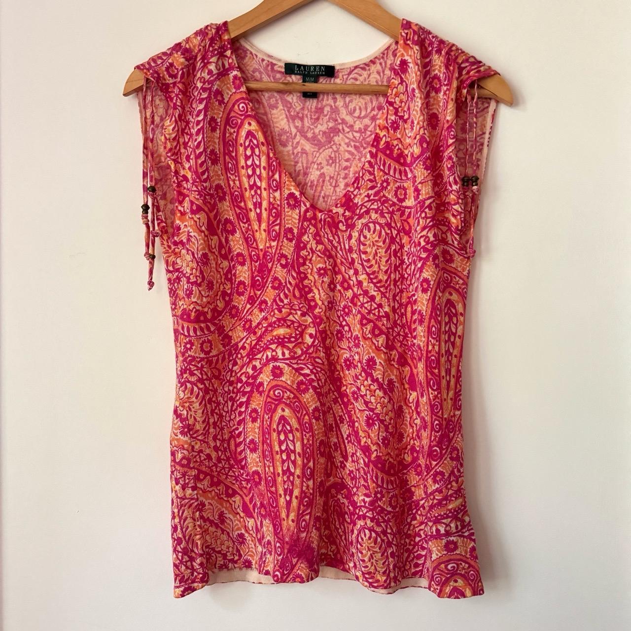 Lauren Ralph Lauren 100% Silk Paisley Tank Top... | Depop
