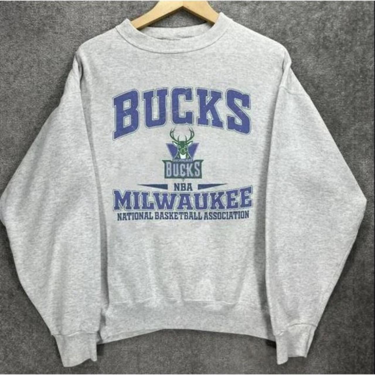 Vintage 90s Milwaukee Bucks Basketball Crewneck... - Depop