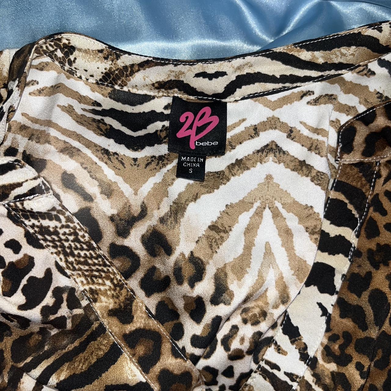Early 2000s vibe BEBE Blouse -Half Tiger Print half... - Depop