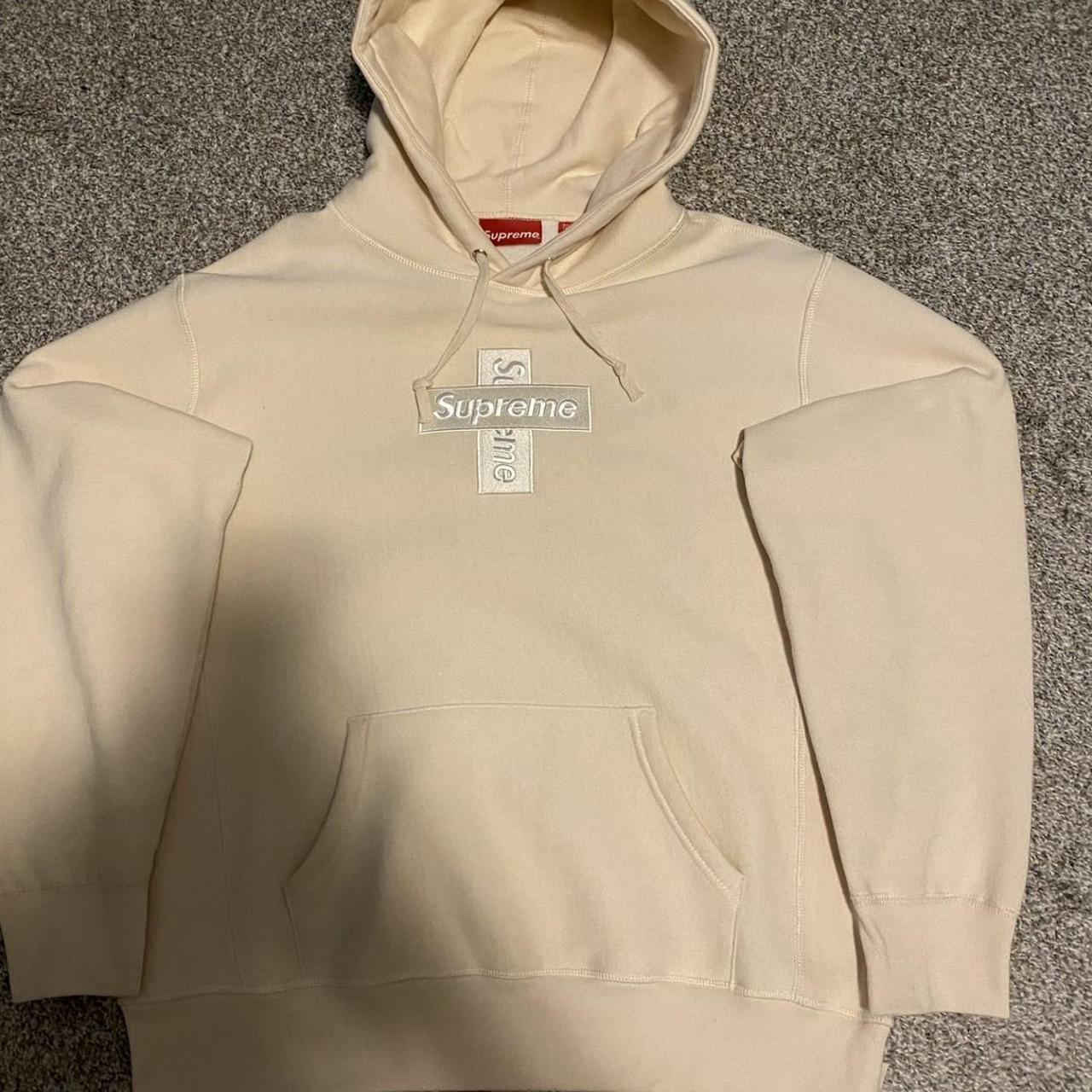 Supreme Tan Embroidered Hoodie Men's Size Large... - Depop