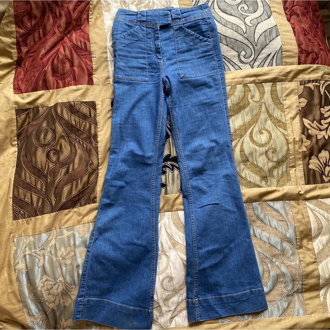 mid/high rise blue flare bootcut jeans figure... - Depop