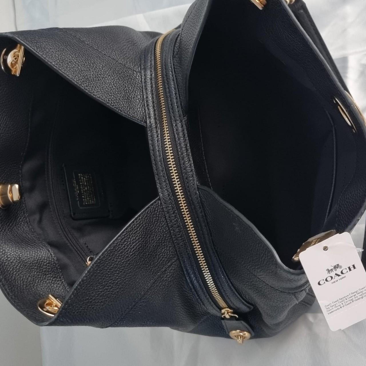 Coach pebbled leather black shoulder bag Edie... - Depop