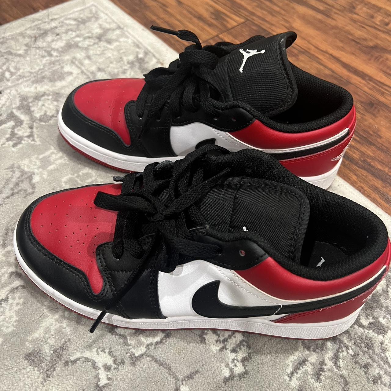 Women’s red and black Jordan’s Authentic Size 6... - Depop
