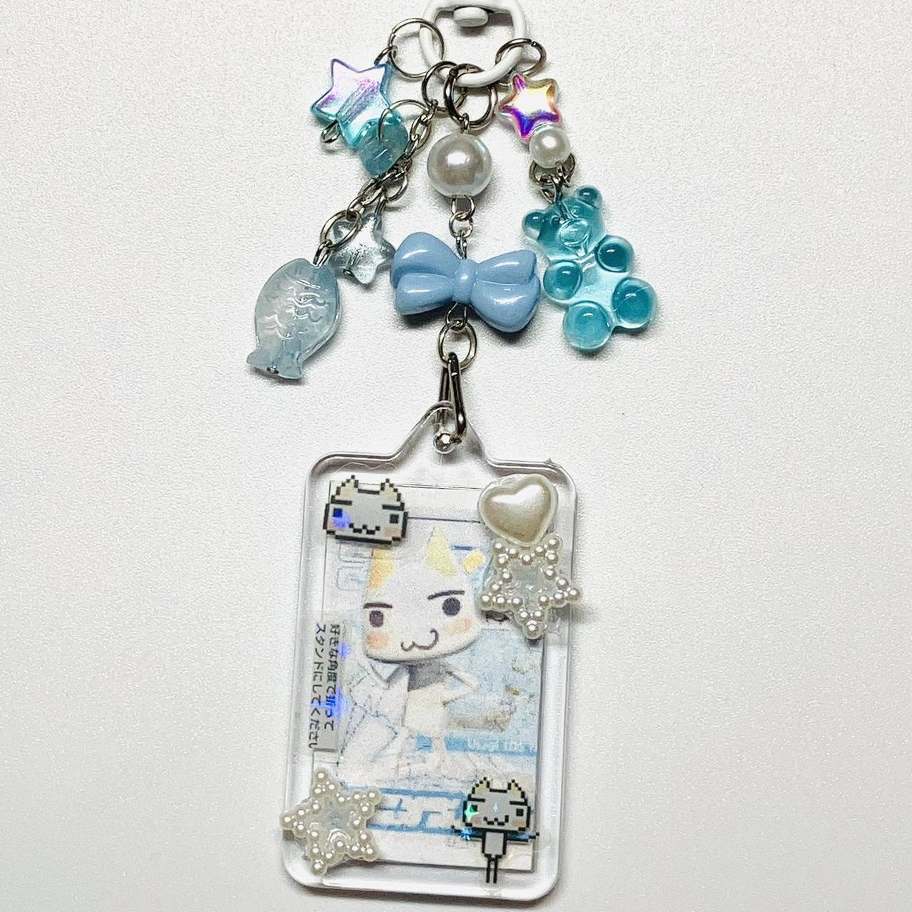 blue toro cat keychain ☆ handmade beaded blue toro... - Depop