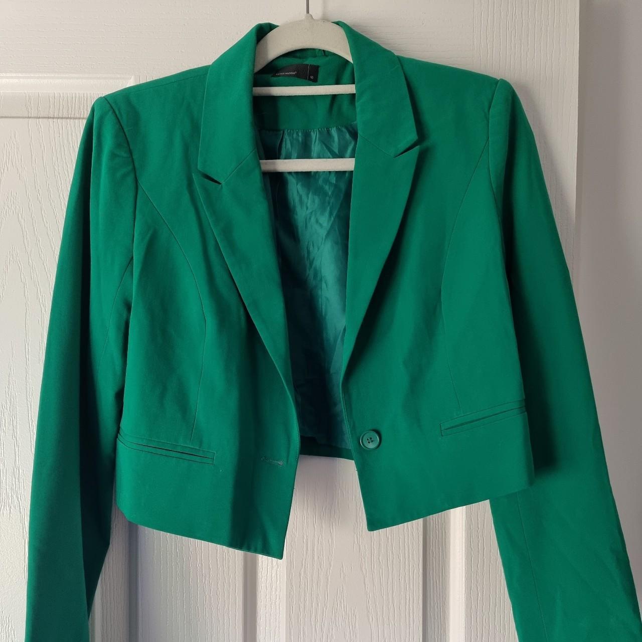Cropped jacket - jewelled green EU size 40 - best... - Depop