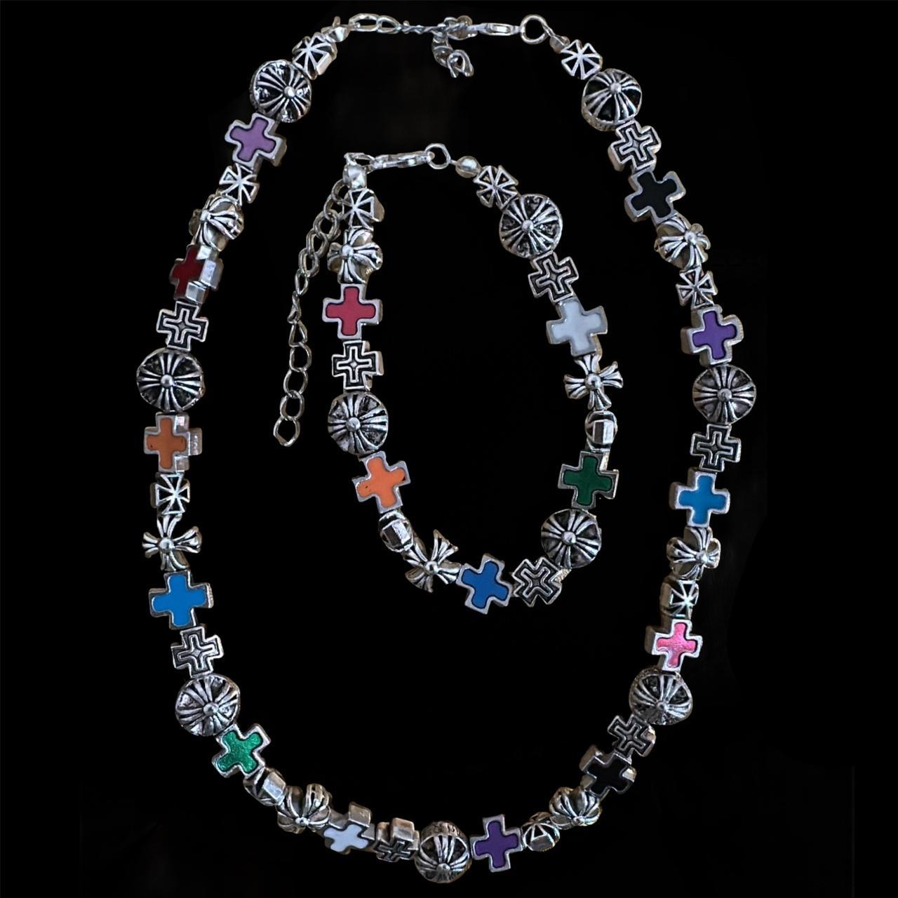 Multicolor Chrome Necklace & bracelet DM on... - Depop