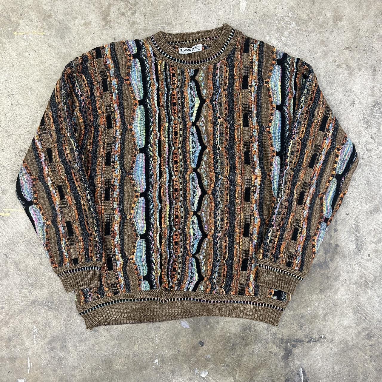 Coogi-inspired vintage 90s multi-coloured knit... - Depop
